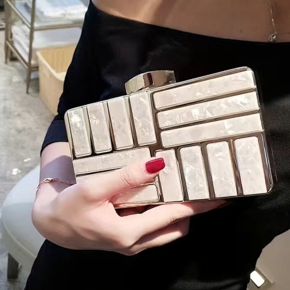 Bags | Luxe Cream Gold Color Party Formal Clutch | Poshmark